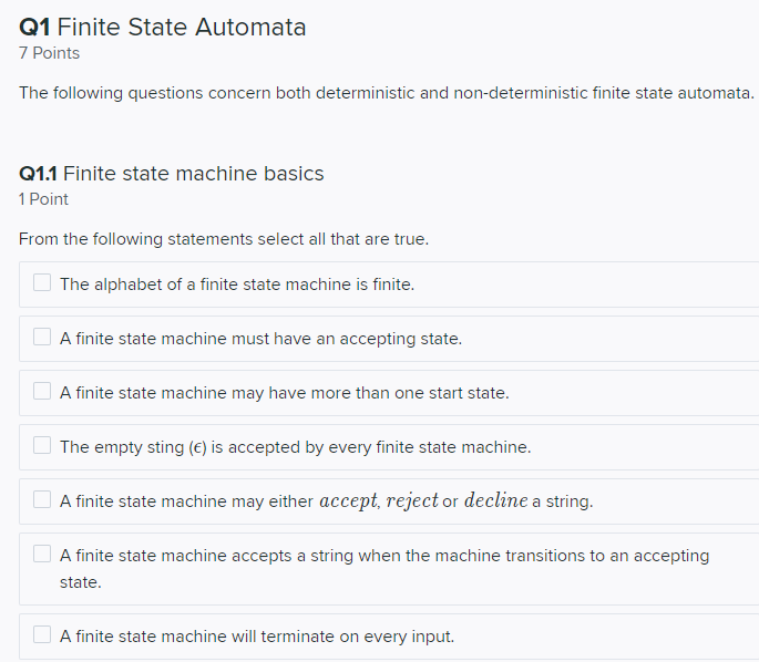 Solved Q1 Finite State Automata 7 Points The Following
