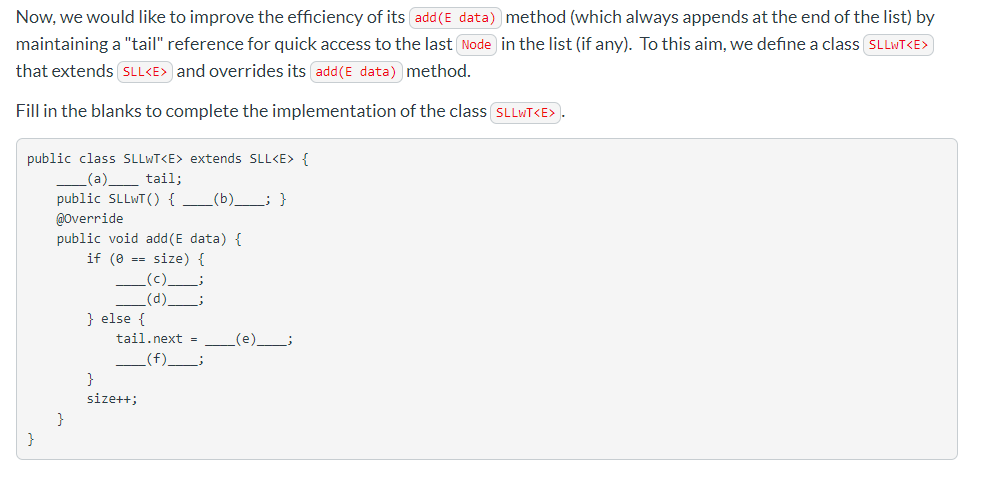 Solved Consider the following bare-bones singly-linked list | Chegg.com