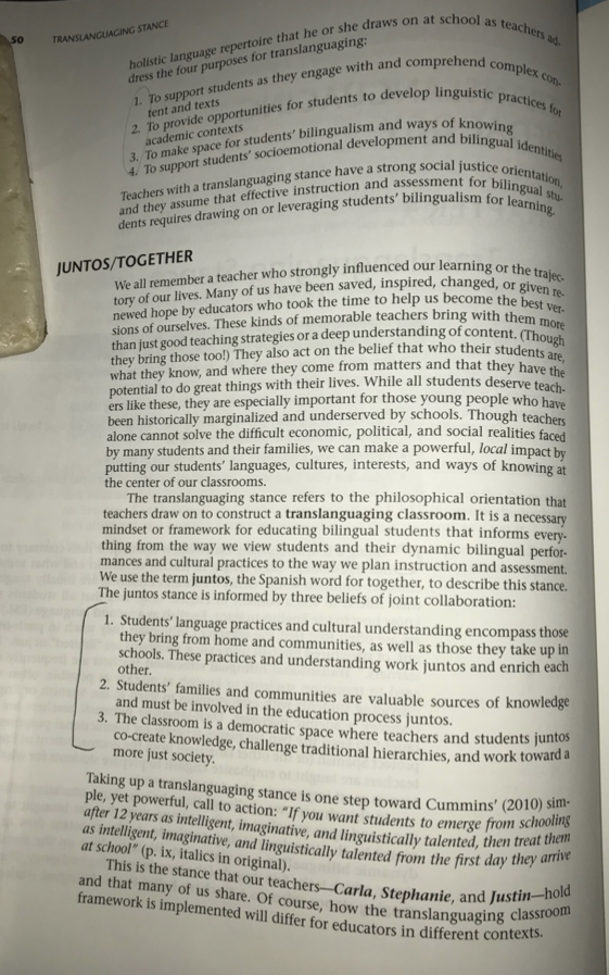 Solved PART II TRANSLANGUAGING PEDAGOGY CHAPTER 4 | Chegg.com