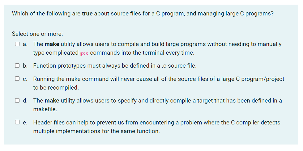 Solved Which of the following are true about source files | Chegg.com