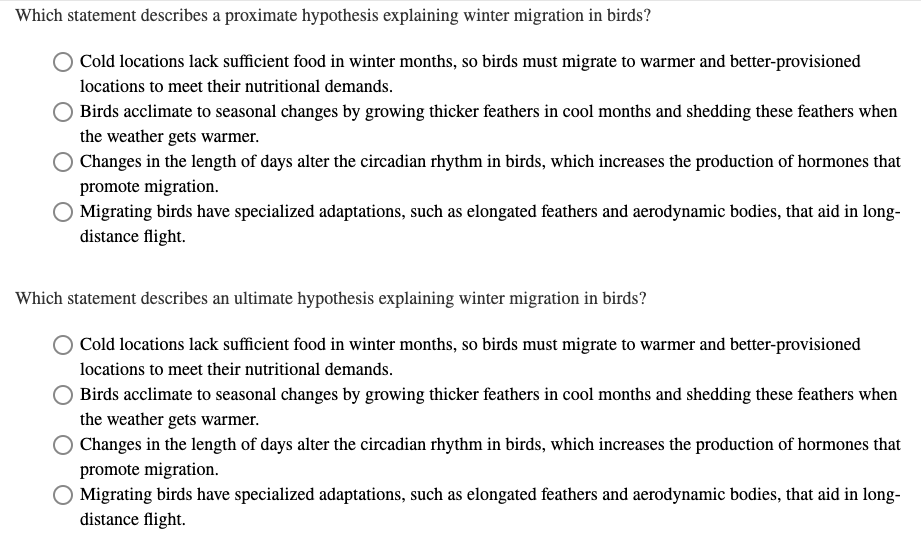 Solved Which statement describes a proximate hypothesis | Chegg.com