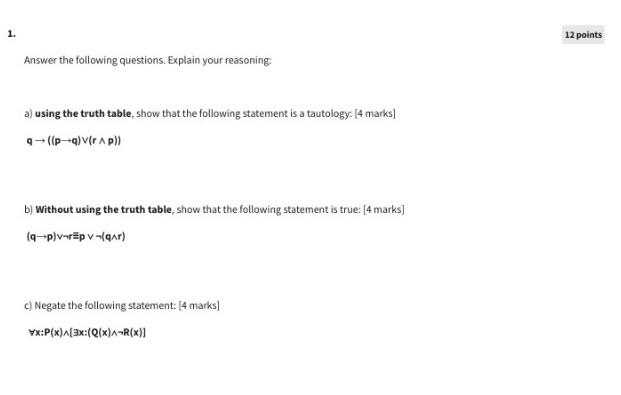 Solved Answer the following questions. Explain your | Chegg.com
