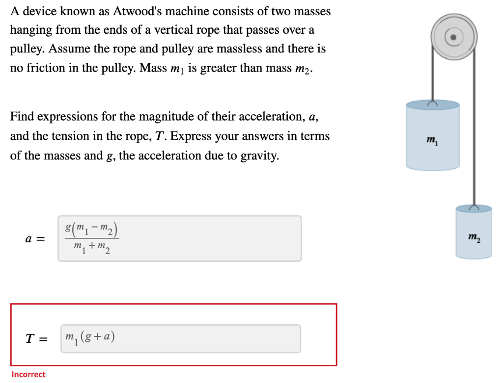 Solved A device known as Atwood's machine consists of two | Chegg.com