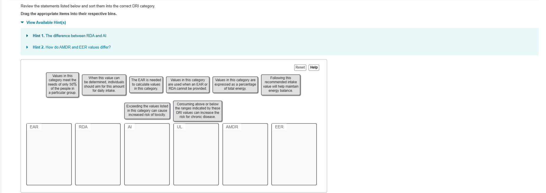 Solved Review the statements listed below and sort them into | Chegg.com