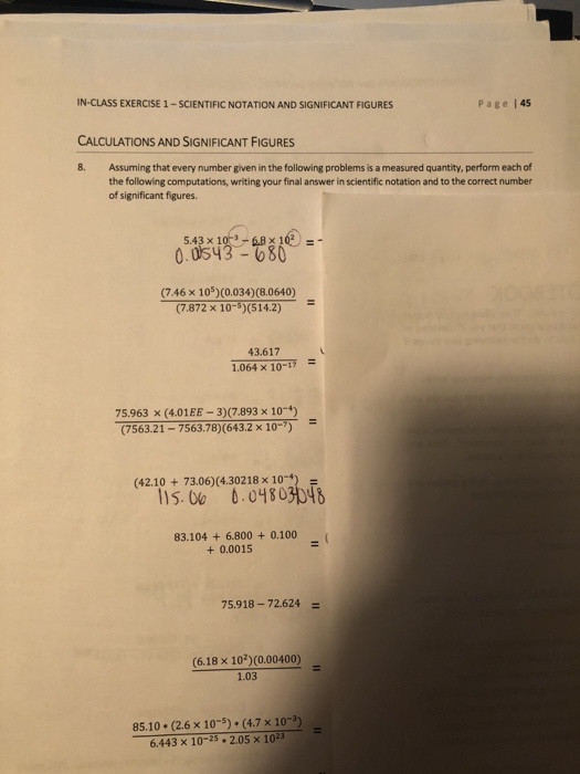 Solved IN-CLASS EXERCISE 1-SCIENTIFIC NOTATION AND | Chegg.com