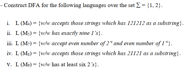 Solved - Construct DFA for the following languages over the | Chegg.com