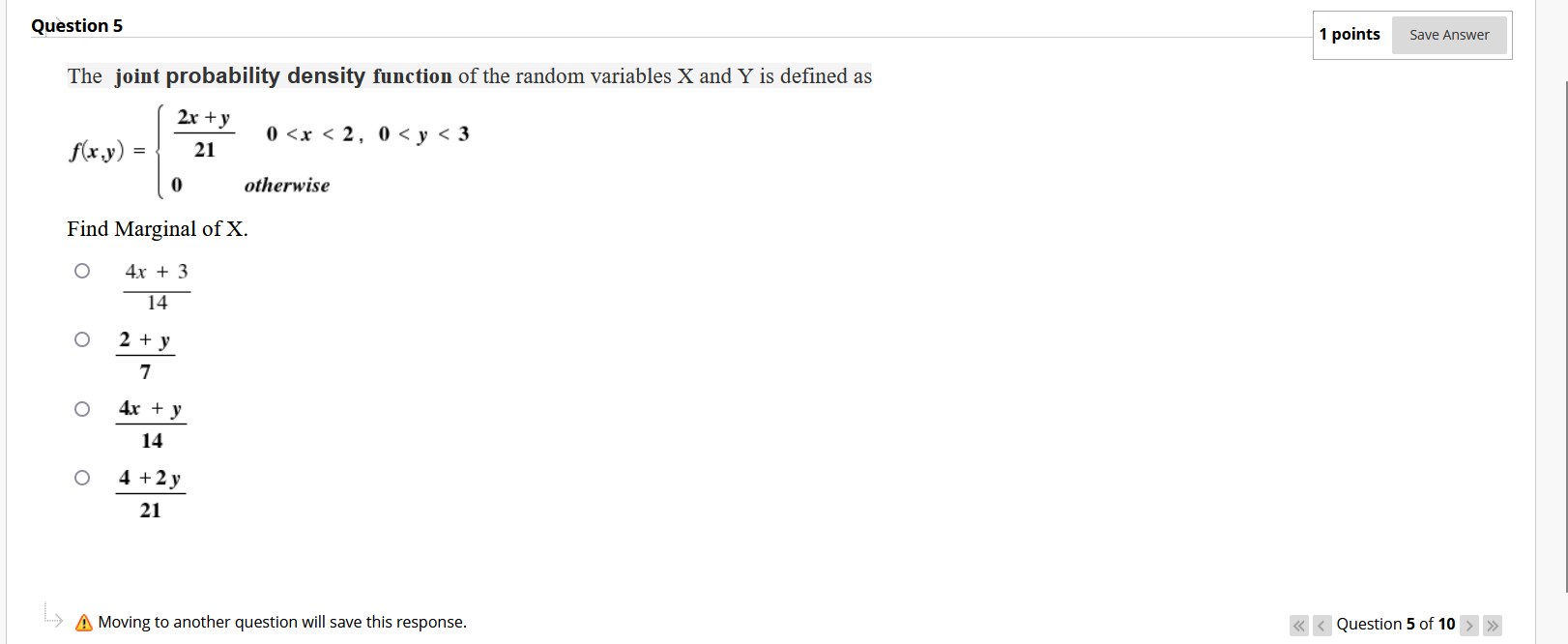 Solved The joint probability density function of the random | Chegg.com