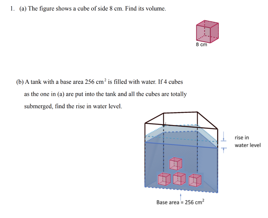 Solved 1. (a) The figure shows a cube of side 8 cm. Find its | Chegg.com