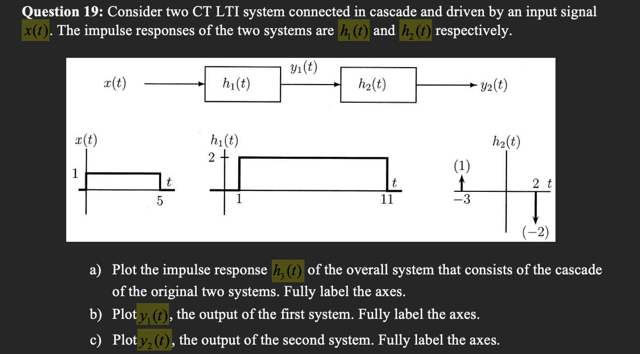 Solved uestion 19: Consider two CT LTI system connected in | Chegg.com