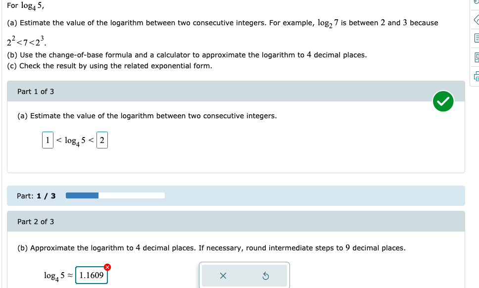 Solved For log45, (a) Estimate the value of the logarithm | Chegg.com