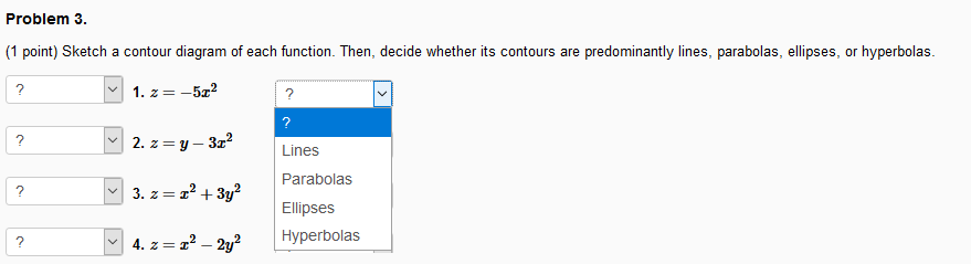 Solved Problem 3. (1 point) Sketch a contour diagram of each | Chegg.com