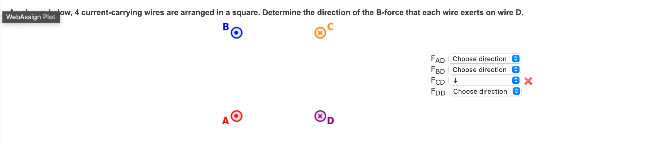 Solved WebAssign Plot ow, 4 current-carrying wires are | Chegg.com