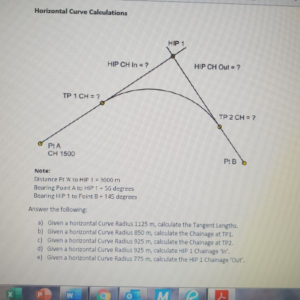 Solved Horizontal Curve Calculations HIP 1 HIP CHIn= ? HIP | Chegg.com