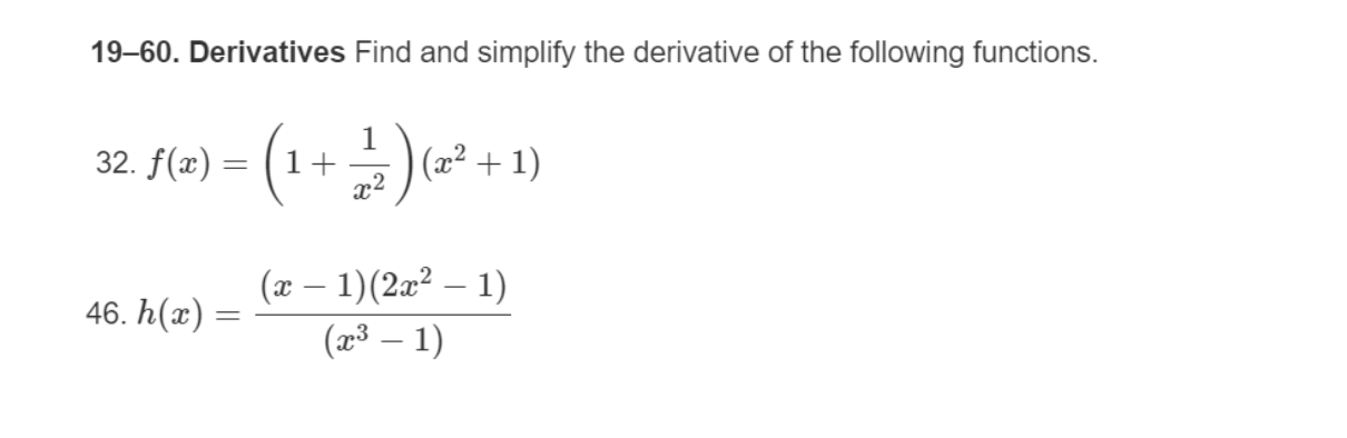 Solved 19–60. Derivatives Find and simplify the derivative | Chegg.com