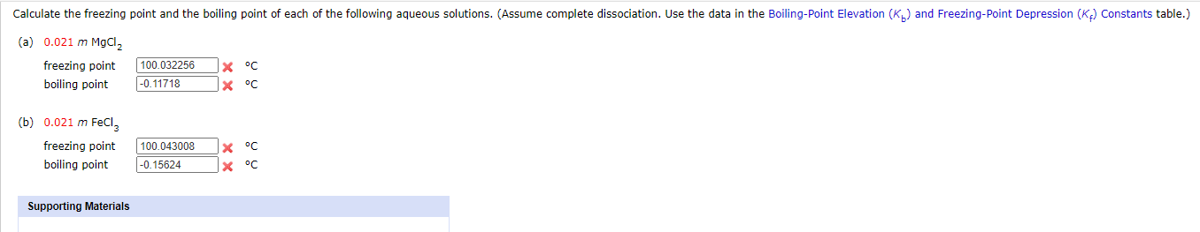 Solved Calculate the freezing point and the boiling point of | Chegg.com