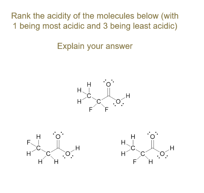[Solved]: Please rank the acidity of the molecules 1 (most