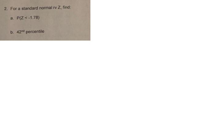 Solved 2. For a standard normal rv Z, find: a. P(Z