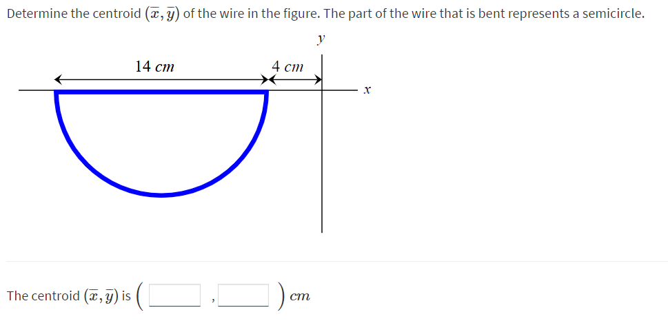 Solved Determine the centroid (@, y) of the wire in the | Chegg.com