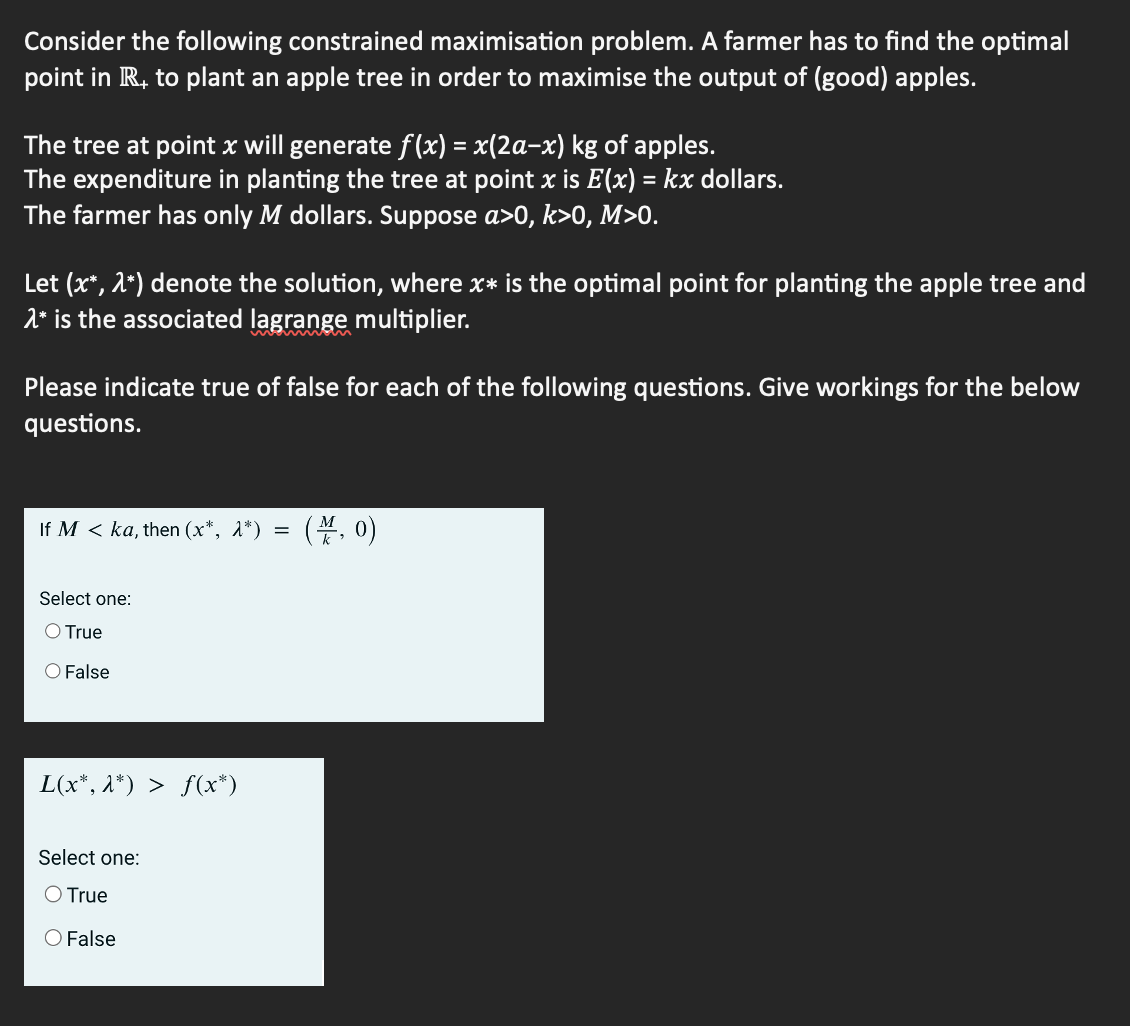 Solved Consider the following constrained maximisation | Chegg.com