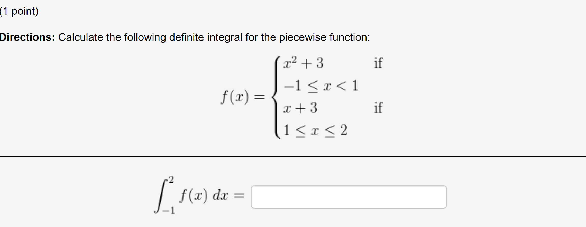 Solved (1 point) Directions: Calculate the following | Chegg.com