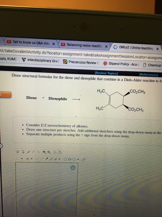 Solved Draw structural formulas for the diene and dienophile | Chegg.com
