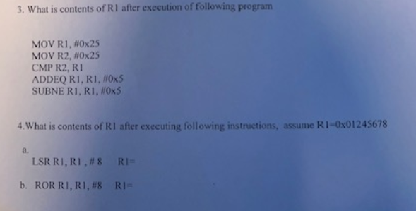 Solved 3. What is contents of RI after execution of | Chegg.com