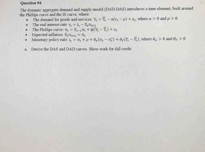 Solved The dynamic aggregate demand and supply model | Chegg.com