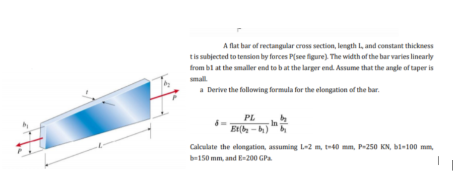 Solved A flat bar of rectangular cross section, length L, | Chegg.com