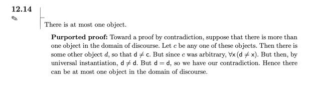Solved 12.14 There is at most one object. Purported proof: | Chegg.com