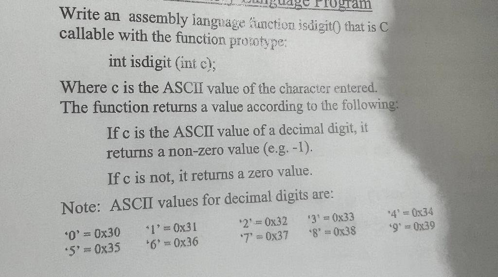 Solved Write an assembly language Ánction isdisito that is C | Chegg.com Solved Write an assembly language Ánction isdisito that is C | Chegg.com