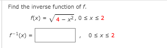 Solved Find the inverse function of f. | Chegg.com