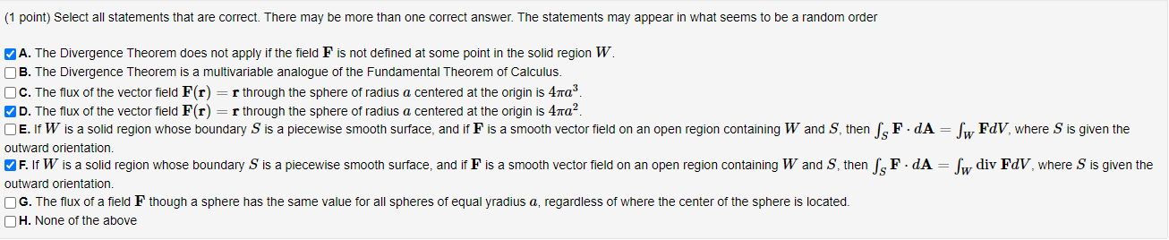 Solved ( 1 point) Select all statements that are correct. | Chegg.com