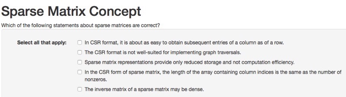 Solved Sparse Matrix Concept Which of the following | Chegg.com