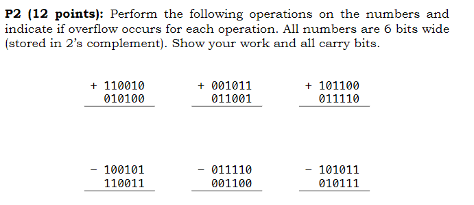 Solved P2 (12 points): Perform the following operations on | Chegg.com