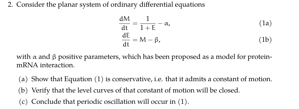 Solved 2 Consider The Planar System Of Ordinary