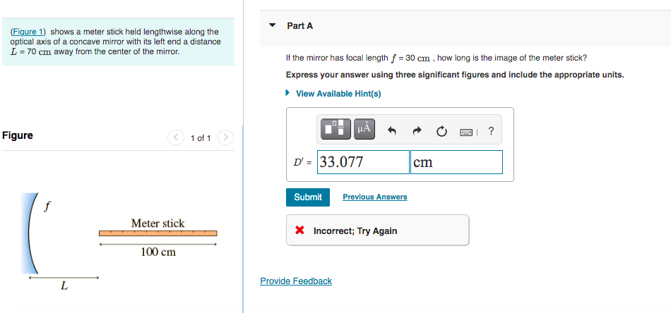 Solved Part A (Figure 1) shows a meter stick held lengthwise | Chegg.com