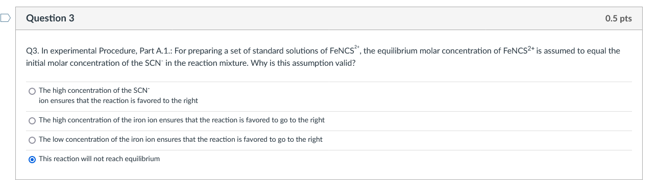 Solved Q3. In experimental Procedure, Part A.1.: For | Chegg.com