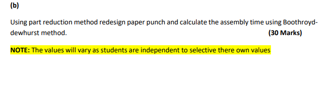 (b) Using part reduction method redesign paper punch | Chegg.com