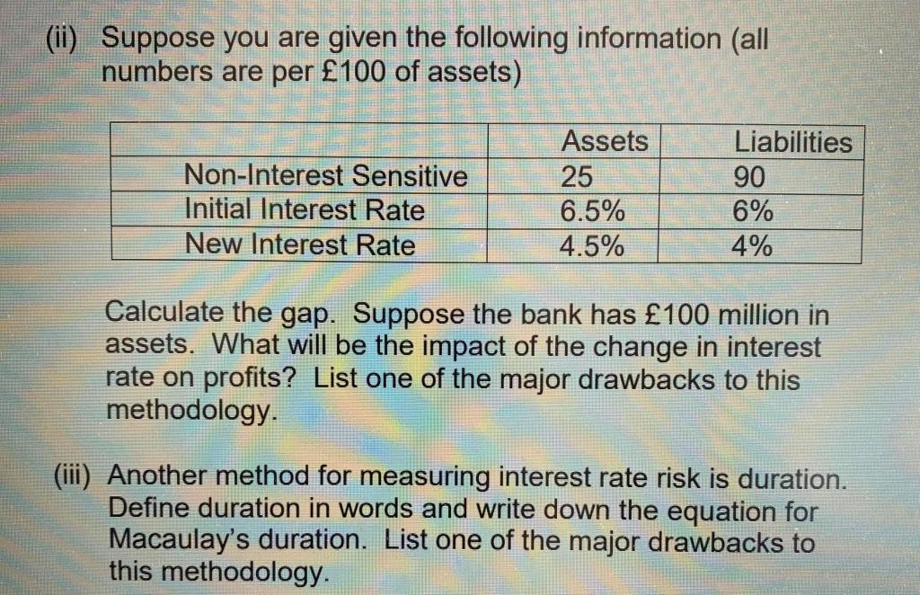 Solved (ii) Suppose you are given the following information | Chegg.com
