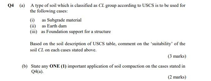 04 (a) A type of soil which is classified as CL group | Chegg.com