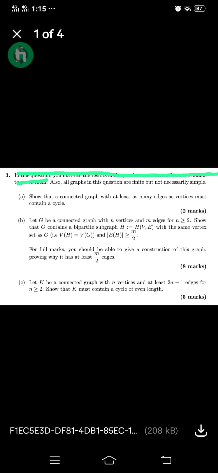 Solved It's graph theory question give the answer of part b | Chegg.com