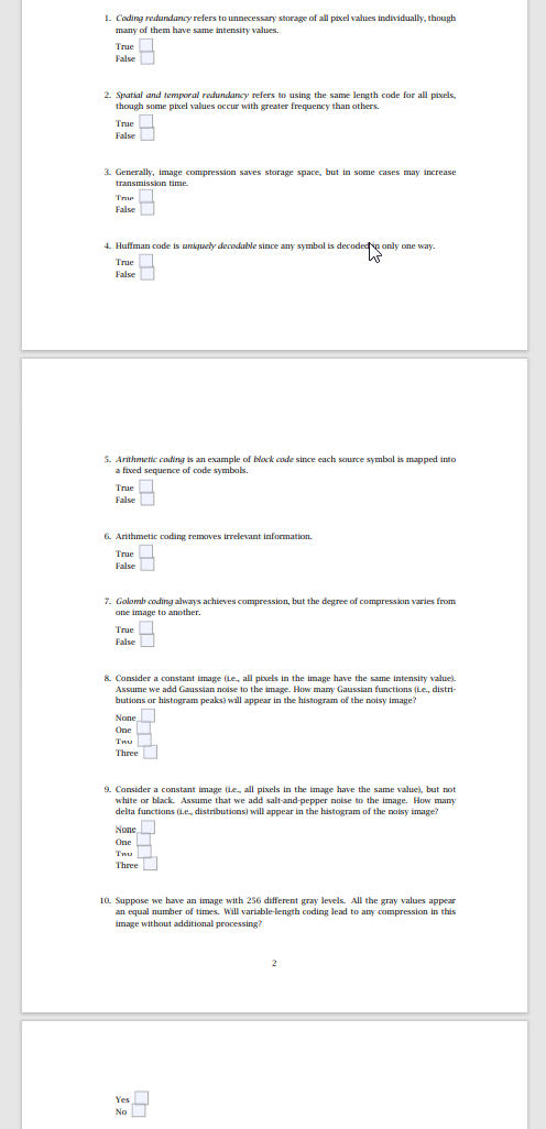Solved 1. Coding redundancy refers to unnecessary storage of | Chegg.com