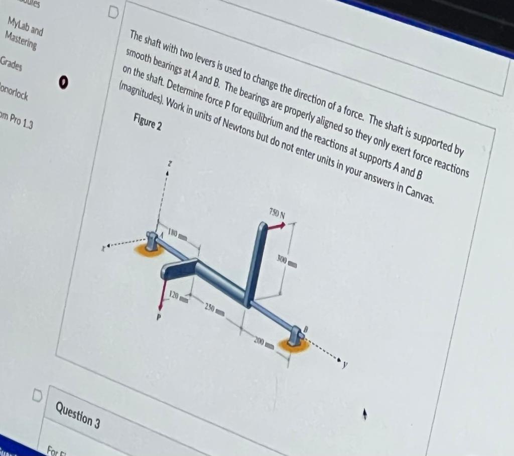 Solved The shaft with two levers is used to smooth bearings | Chegg.com