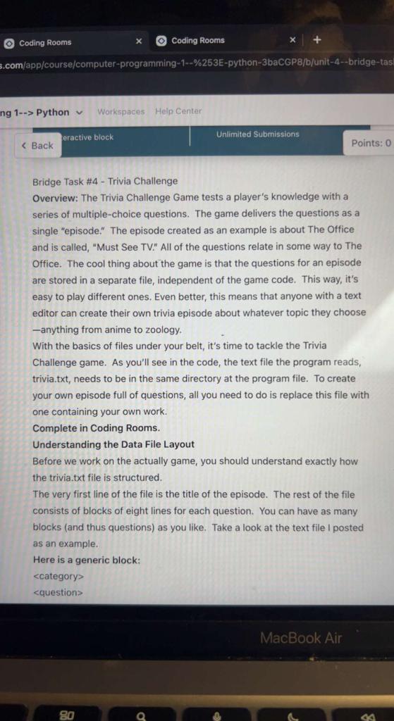 Solved Bridge Task \#4 - Trivia Challenge Overview: The | Chegg.com