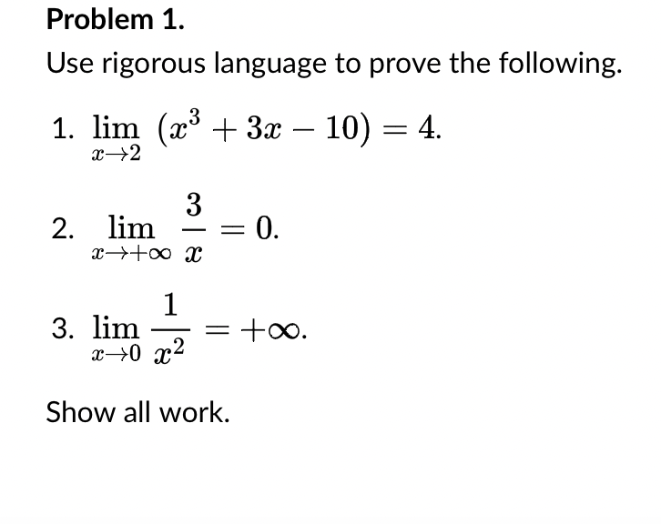 Solved Problem 1. Use rigorous language to prove the | Chegg.com