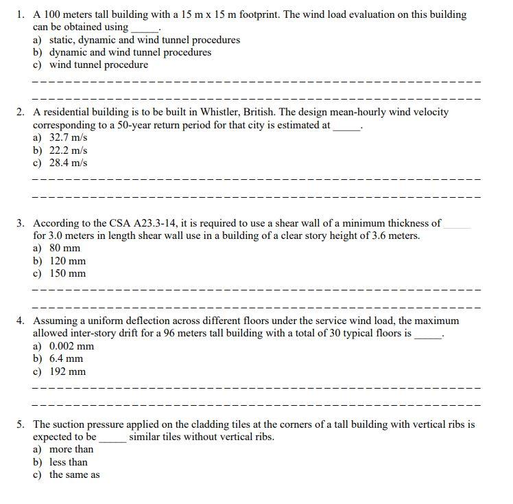 Solved 1. A 100 meters tall building with a 15 m x 15 m | Chegg.com