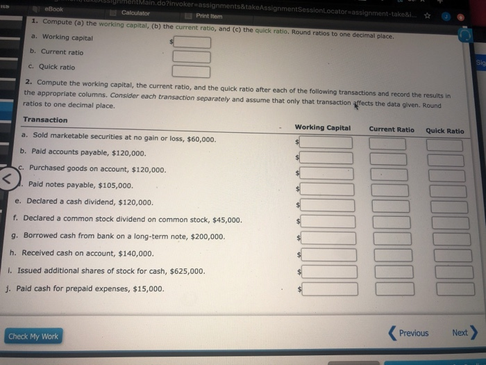 Solved eBook Calculator Print Item Effect of Transactions on | Chegg.com