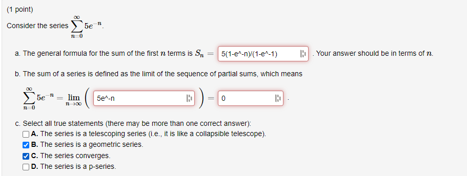 Solved (1 point) Consider the series | Chegg.com