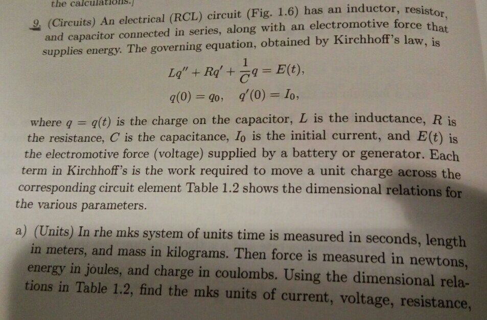 Solved calculations. 9 (Circuits) An electrical (RCL) | Chegg.com