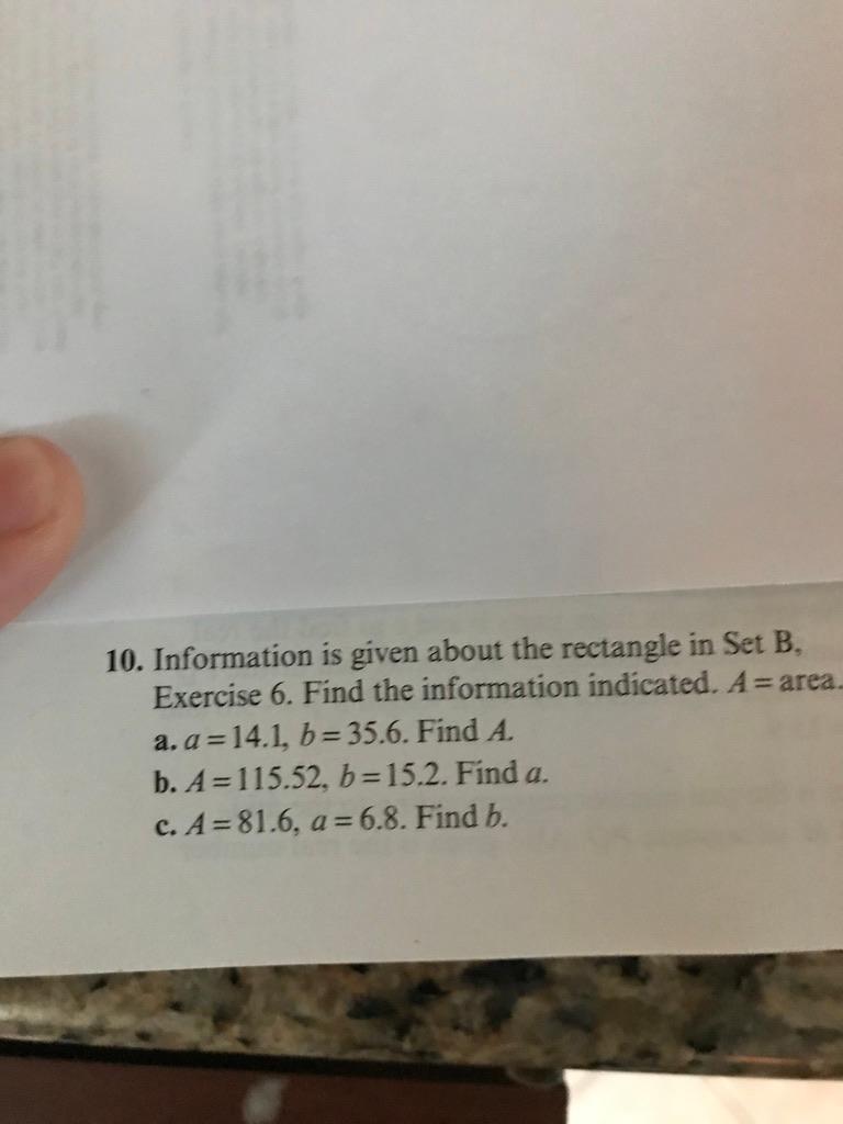 Solved 10. Information is given about the rectangle in Set | Chegg.com
